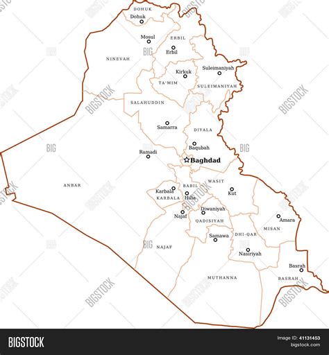 Iraq Outline Map Vector And Photo Free Trial Bigstock