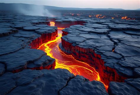 Molten Lava Flowing Over Igneous Rock Formation â€ A Stunning Display