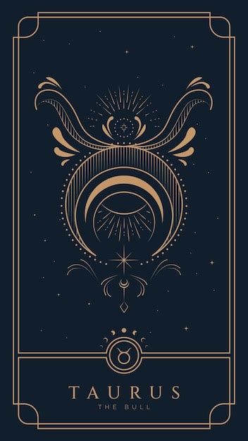 황소 자리 기호 조디악 그림 프리미엄 벡터