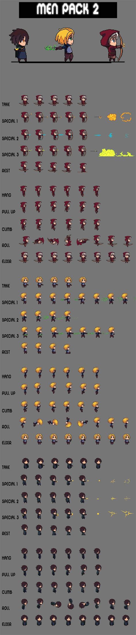 Fantasy Chibi Male Sprites Pixel Art