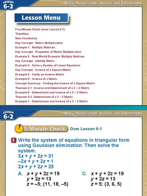 Matrix Multiplication Inverses And Determinants Teacher Resource Pdf Matrix Mathematics
