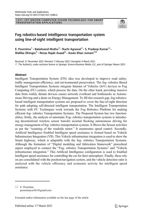Pdf Fog Robotics Based Intelligence Transportation System Using Line