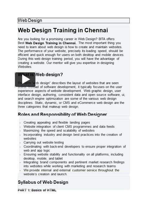Ppt Web Design Training In Chennai Best Web Design Course
