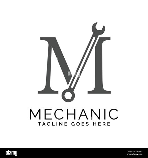 Letter M Logo With Wrench Alphabet M Spanner Icon Design Stock Vector Image And Art Alamy