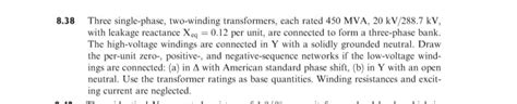 Solved Three Single Phase Two Winding Transformers Each