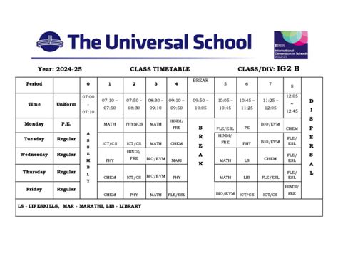 Ig2 B Class Timetable 2024 25 Pdf