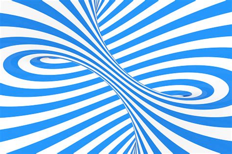 소용돌이 광학 3d 환상 래스터 그림입니다 파란색과 흰색의 나선형 줄무늬가 대조 됩니다 선이 있는 기하학적 겨울 토 러 스 이미지 3차원 형태에 대한 스톡 사진 및 기타