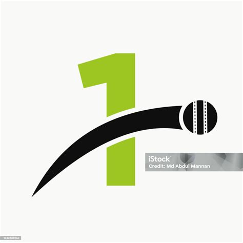 움직이는 크리켓 공 아이콘이 있는 편지 1의 크리켓 기호 크리켓 공 기호 템플릿 Championship에 대한 스톡 벡터 아트 및 기타 이미지 Championship