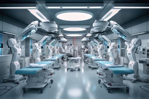 Ai Robot Assembly Line In A High Tech Lab Stock Illustration Illustration Of Futuristic