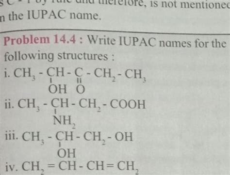 problem 14 4 write iupac names for the following structures i ii iii