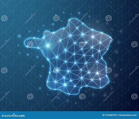 france polygonal symbol with binary code background france map concept