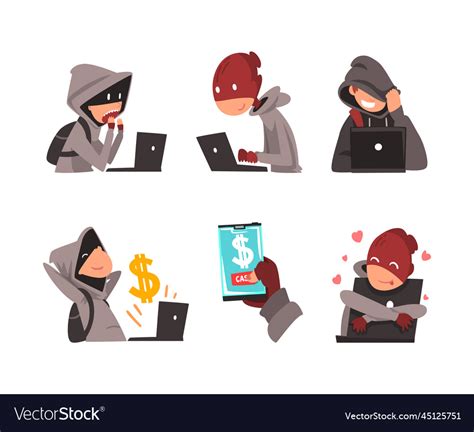 Hacker Scammer Stealing Private Personal Data Vector Image