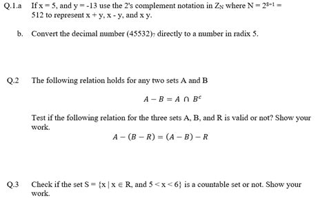 solved 2 1 a if x 5 and y −13 use the 2′s complement