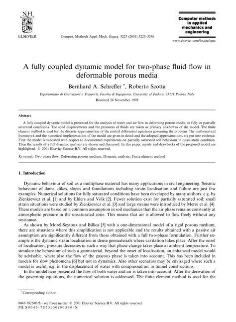 Pdf A Fully Coupled Dynamic Model For Two Phase Flow In Deformable