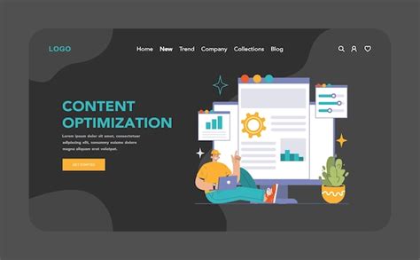 Premium Vector Content Optimization Dark Or Night Mode Web Landing Analyzing And Improving
