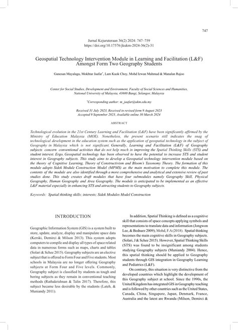 pdf geospatial technology intervention module in learning and