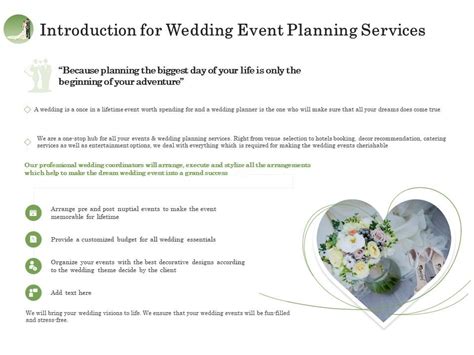 Introduction For Wedding Event Planning Services Ppt File Design