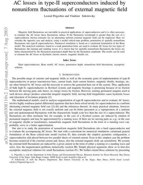 Pdf Ac Losses In Type Ii Superconductors Induced By Nonuniform Fluctuations Of External