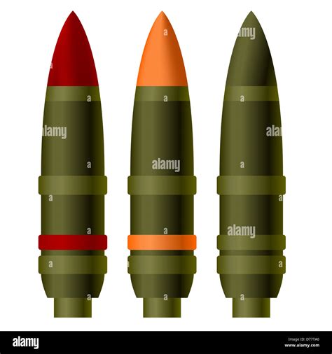 A Set Of Artillery Shells The Illustration On A White Background Stock
