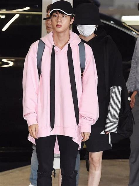 Shop Bts Jin Pink Hoodie Hollywood Leather Jackets