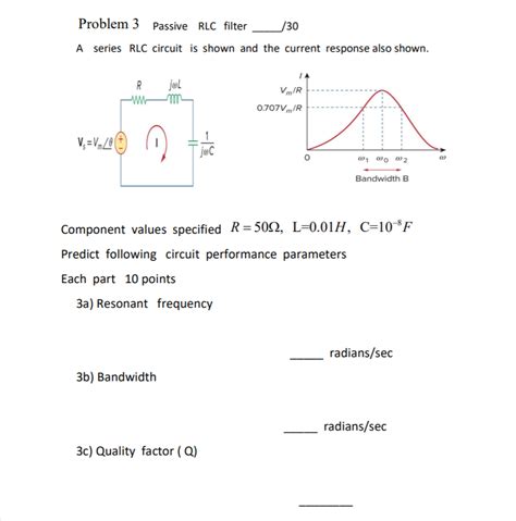 Solved Problem 3 Passive RLC Filter 30 A Series RLC Circuit Chegg Com