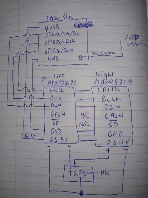 two max98357a for stereo output through trrs connector sound and audio