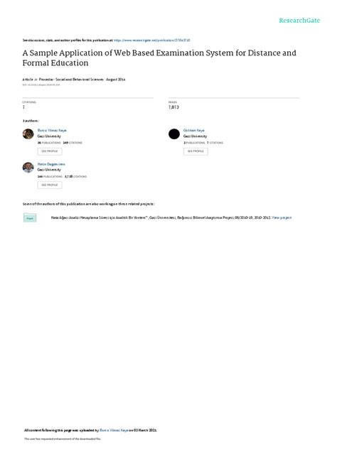 a sample application of web based examination system for distance and formal education pdf