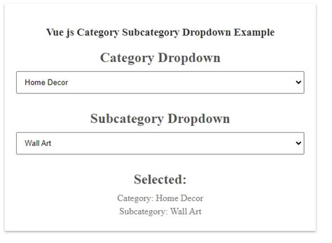Vue Js Category Subcategory Dropdown List Danatec