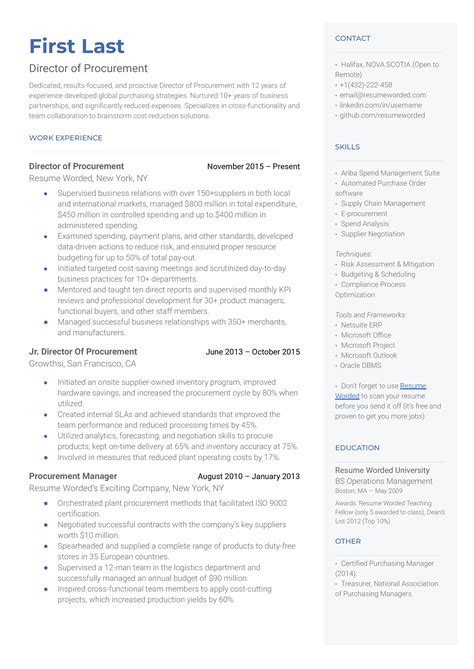 8 Procurement CV Examples For 2025 Resume Worded