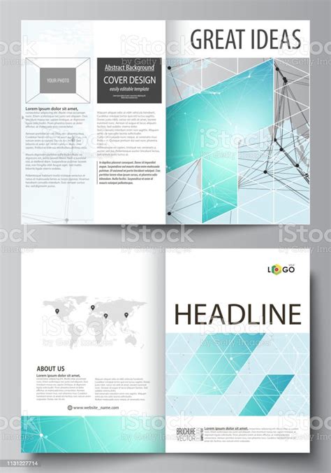 두 개의 A4 형식의 편집 가능한 레이아웃의 벡터 일러스트 레이 션 브로셔 전단지 소책자에 대 한 현대 커버 모의 광고 디자인 서식 파일 미래 하이테크 배경 발굴 데이터