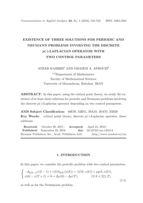 Pdf Existence Of Three Solutions For Periodic And Neumann Problems