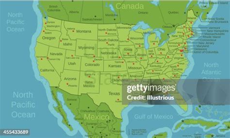 Usa North American Map With Capitals And Labels High Res Vector Graphic