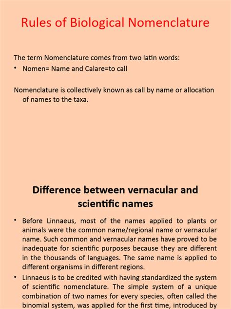 Rules Of Biological Nomenclature Pdf Taxonomy Biology Genus
