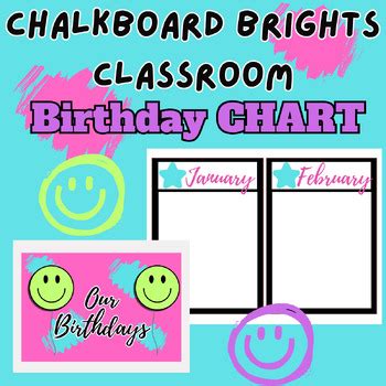 Chalkboard Brights Classroom Birthday Chart Classroom Decor TPT
