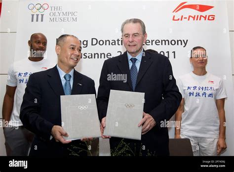 Li Ning Left Chinese Former Olympic Gymnastics Champion And Founder