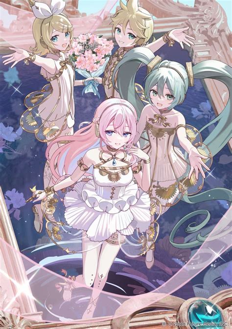 Hatsune Miku Kagamine Rin Kagamine Len Megurine Luka Gramophone Miku And 3 More Vocaloid