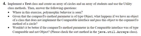 Solved In Java Please Implement A Test Class And Create An Chegg