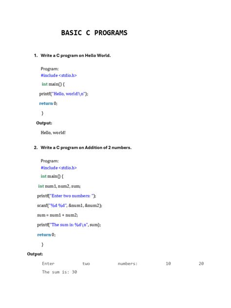 Basic C Programs 1 Pdf