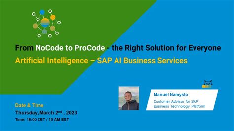 From Nocode To Procode The Right Solution For Everyone Sap Ai