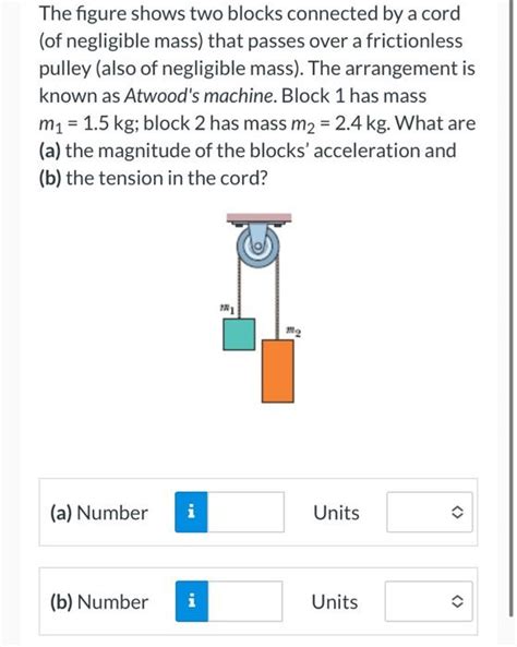 solved the figure shows two blocks connected by a cord of