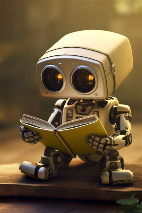 Cute Robot Reading Book Robot Cute Robot Illustration Robot Cartoon