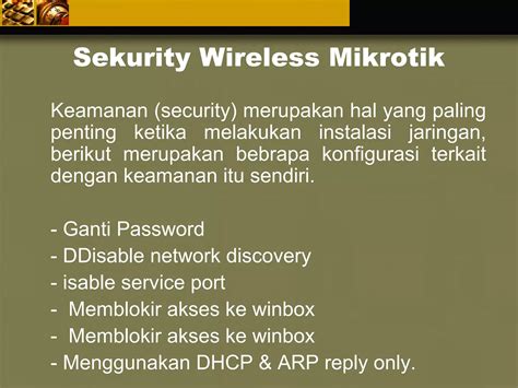 Security Wireless Mikrotik Ppt