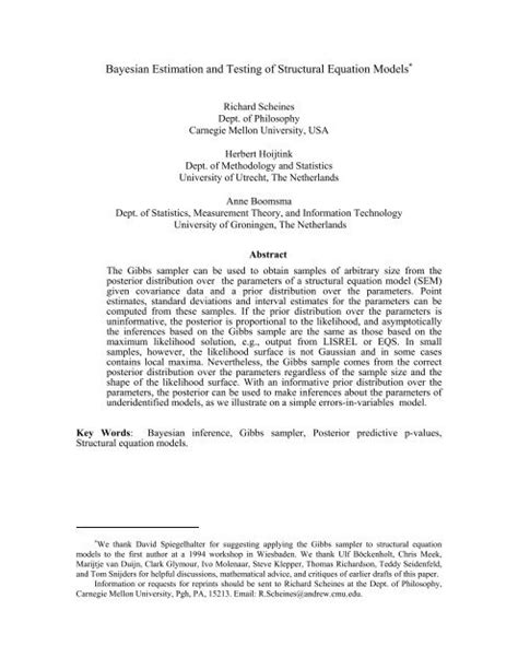 Bayesian Estimation And Testing Of Structural Equation Models