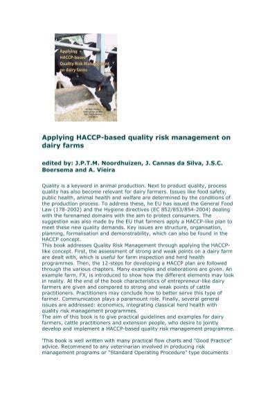Applying Haccp Based Quality Risk Management On Dairy Farms