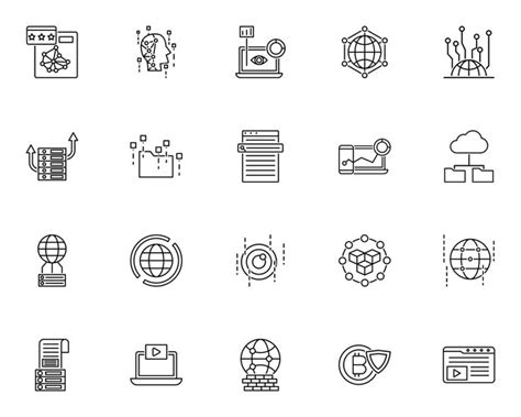 Premium Vector Set Data Technology Outline Icon