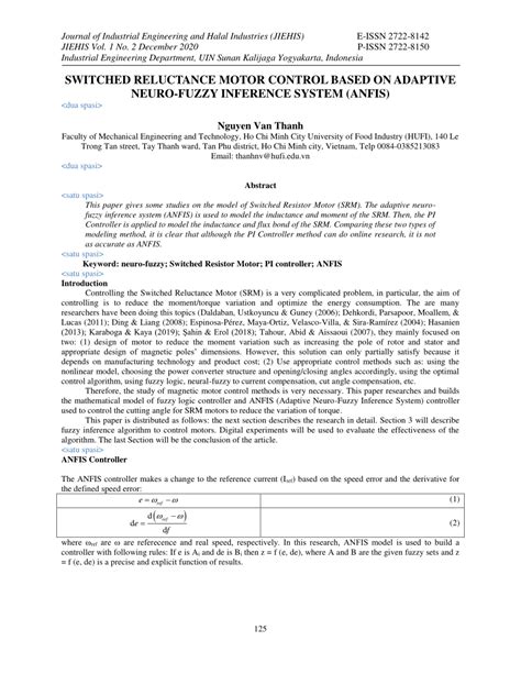 Pdf Switched Reluctance Motor Control Based On Adaptive Neuro Fuzzy Inference System Anfis