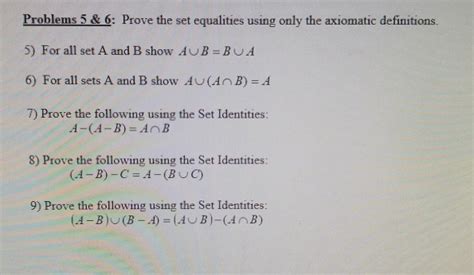 solved problems 5and 6 prove the set equalities using only