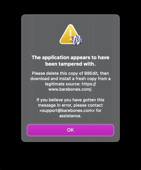 fixing “the application appears to have been tampered with” error on mac