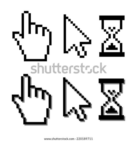Pixel Cursors Icons Mouse Hand Arrow Stock Vector Royalty Free 220189711 Shutterstock