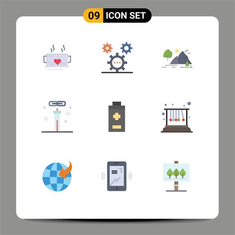 User Interface Pack Of 9 Basic Flat Colors Of Flasks Biology Ideas Sun Nature Editable Vector